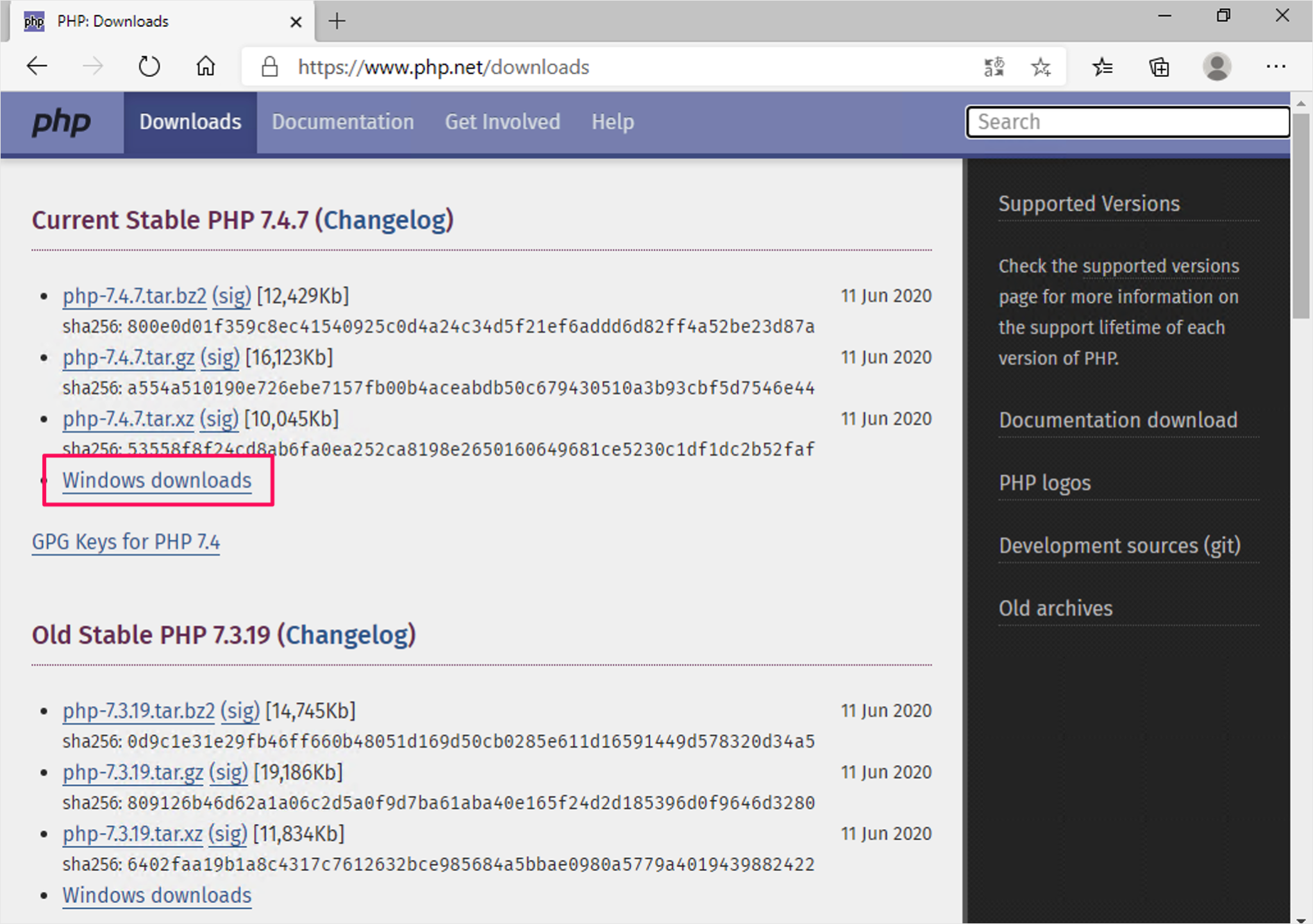 PHPのダウンロードとインストール - Windows10 - PHP入門 - Webkaru